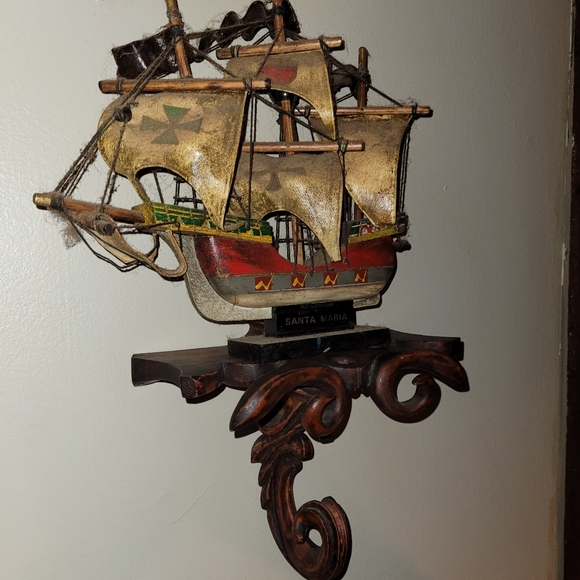 Vintage | Accents | Vintage Wooden Shelf With Vintage Ship | Poshmark